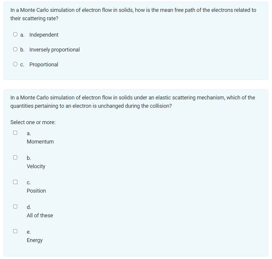 Solved In a Monte Carlo simulation of electron flow in | Chegg.com