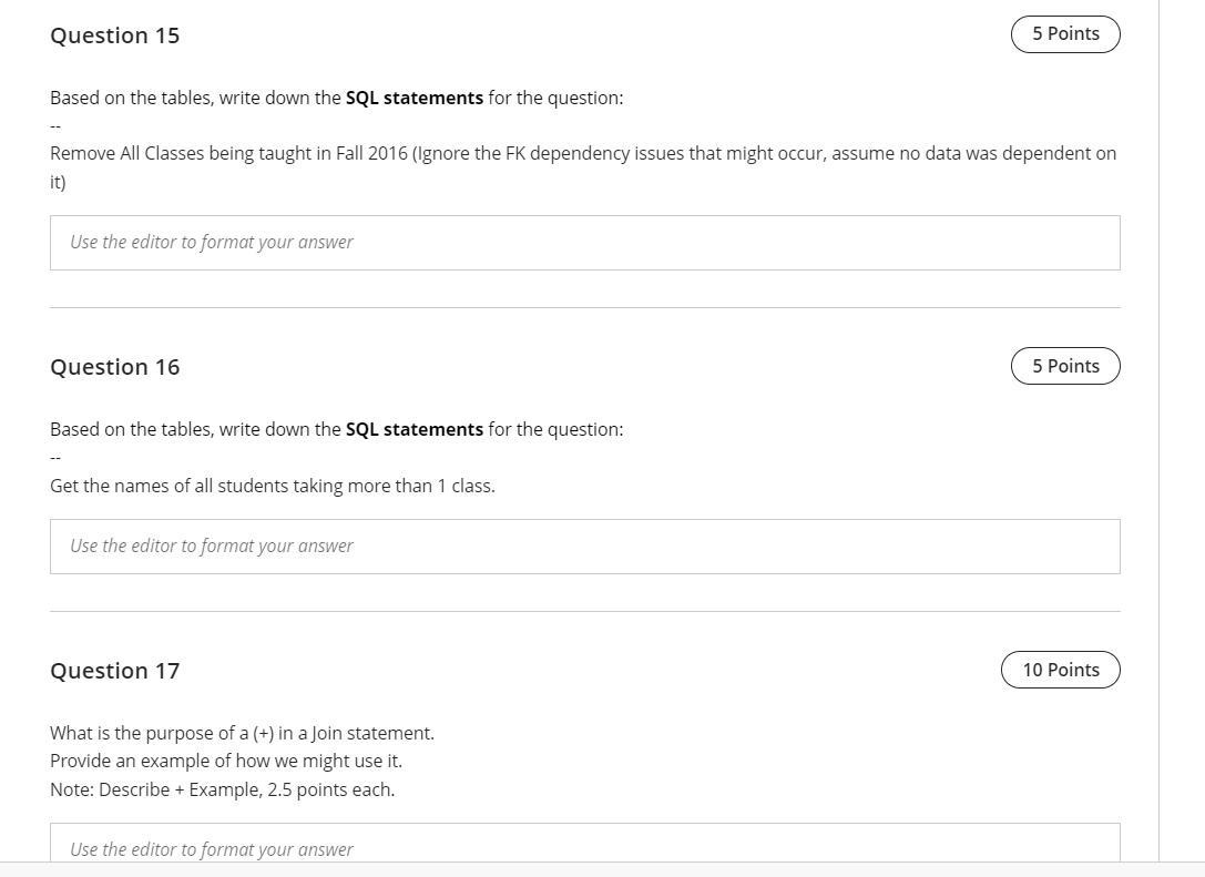 Solved The Exam is largely based off of these tables! There | Chegg.com