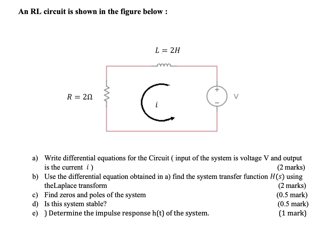 Solved An RL circuit is shown in the figure below : L = 2H R | Chegg.com