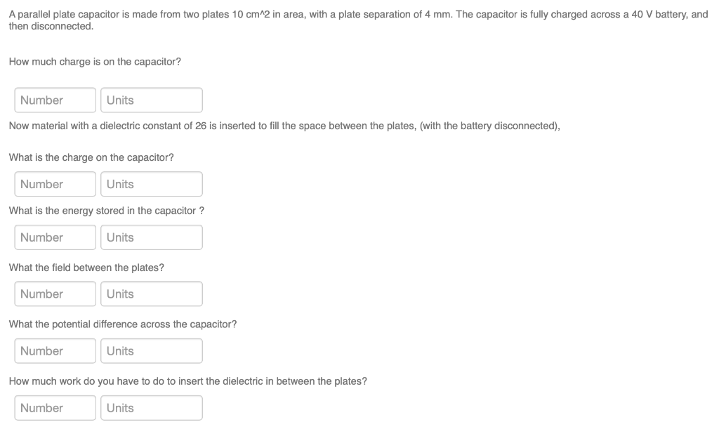 Solved A parallel plate capacitor is made from two plates 10 | Chegg.com