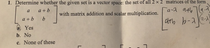 Solved I. Determine whether the given set is a vector space: | Chegg.com