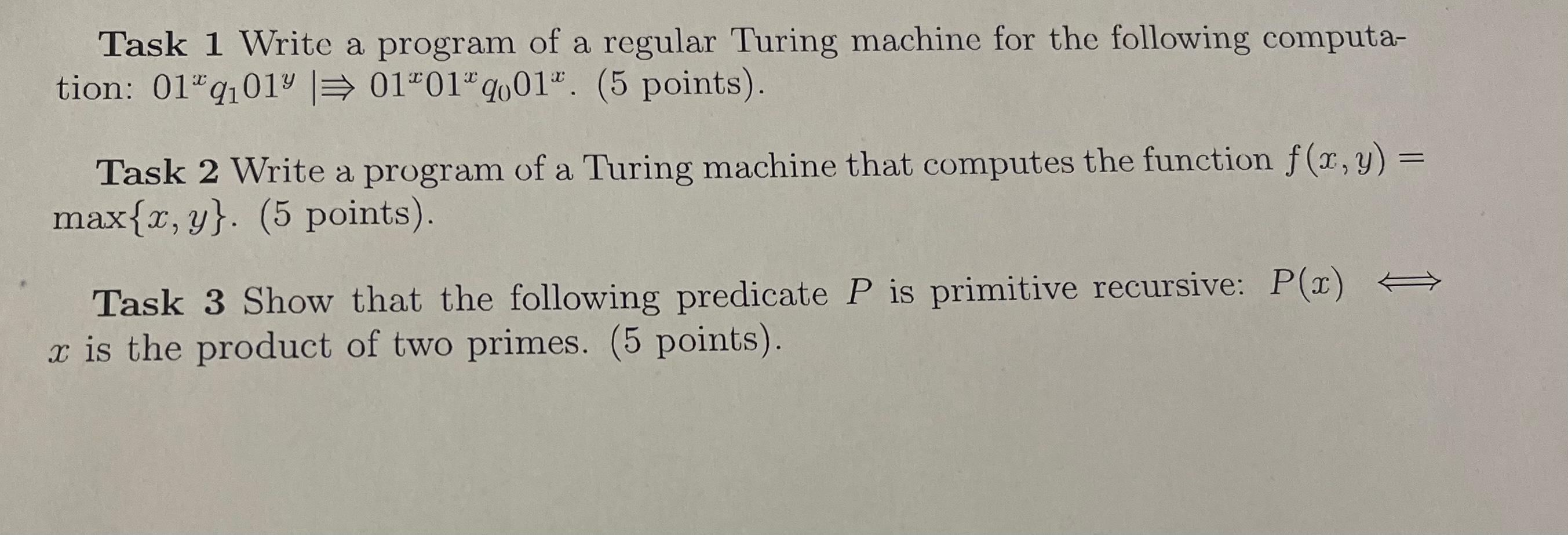 Solved Task 1 Write a program of a regular Turing machine | Chegg.com
