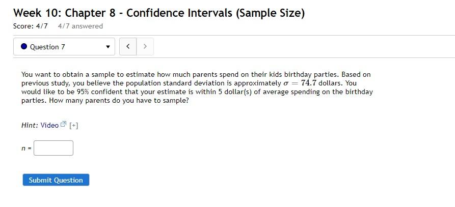 Solved Week 10: Chapter 8 - Confidence Intervals (Sample | Chegg.com