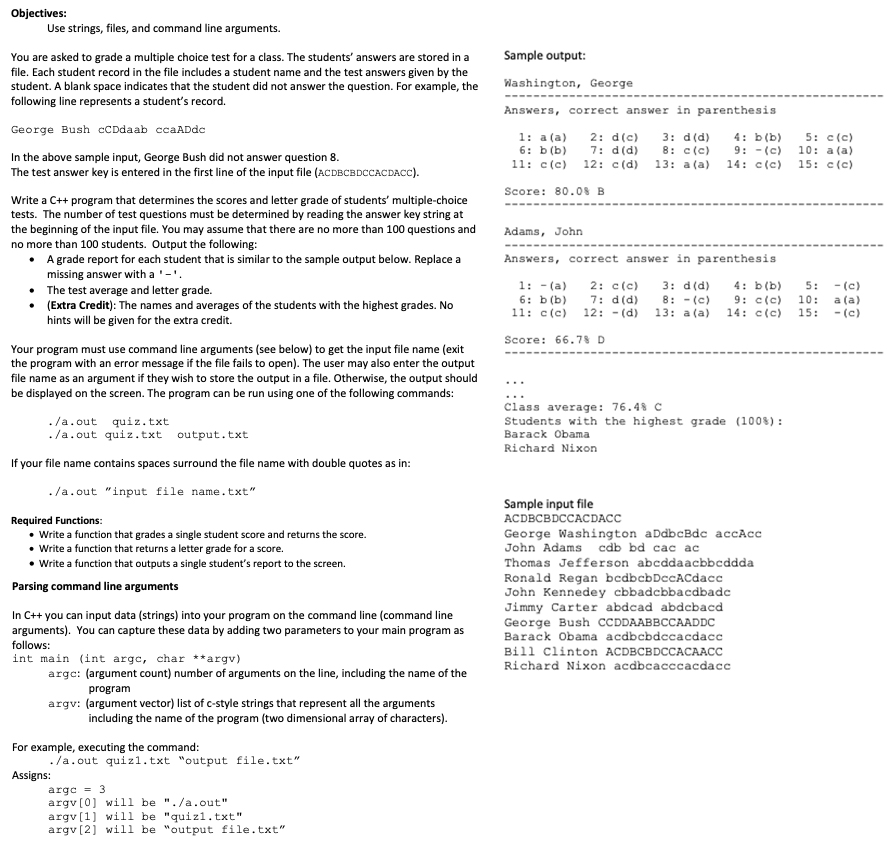 Solved Objectives: Use strings, files, and command line | Chegg.com