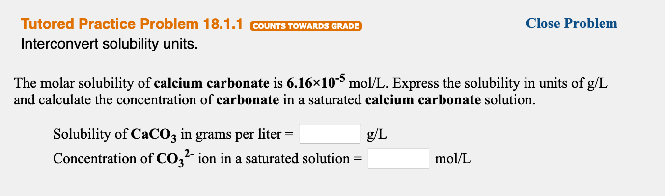 Solved Close Problem Tutored Practice Problem 18.1.1 COUNTS | Chegg.com