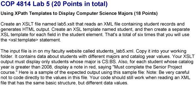 Solved COP 4814 Lab 5 (20 Points in total) Using XPath | Chegg.com