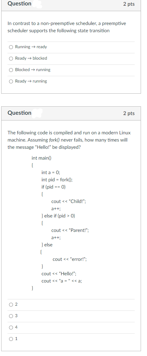 Solved In contrast to a non-preemptive scheduler, a | Chegg.com