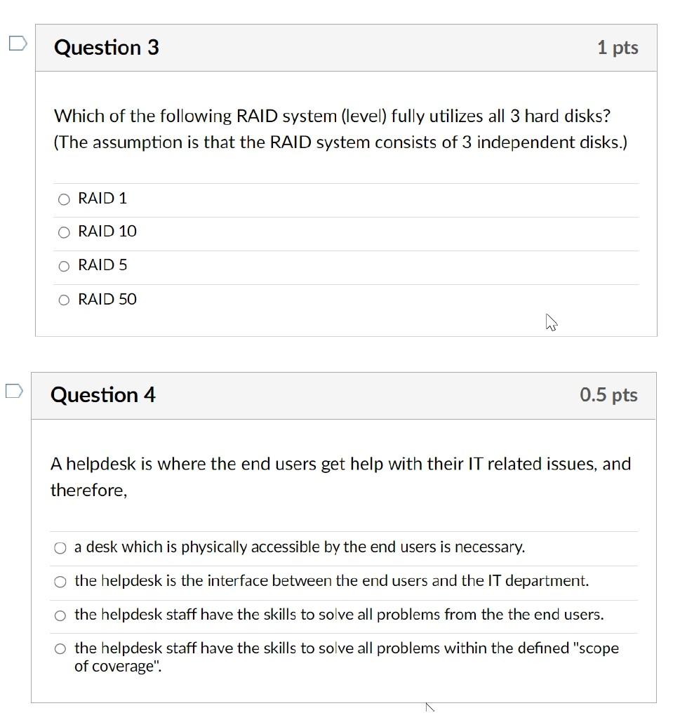 Solved Which of the following RAID system (level) fully | Chegg.com