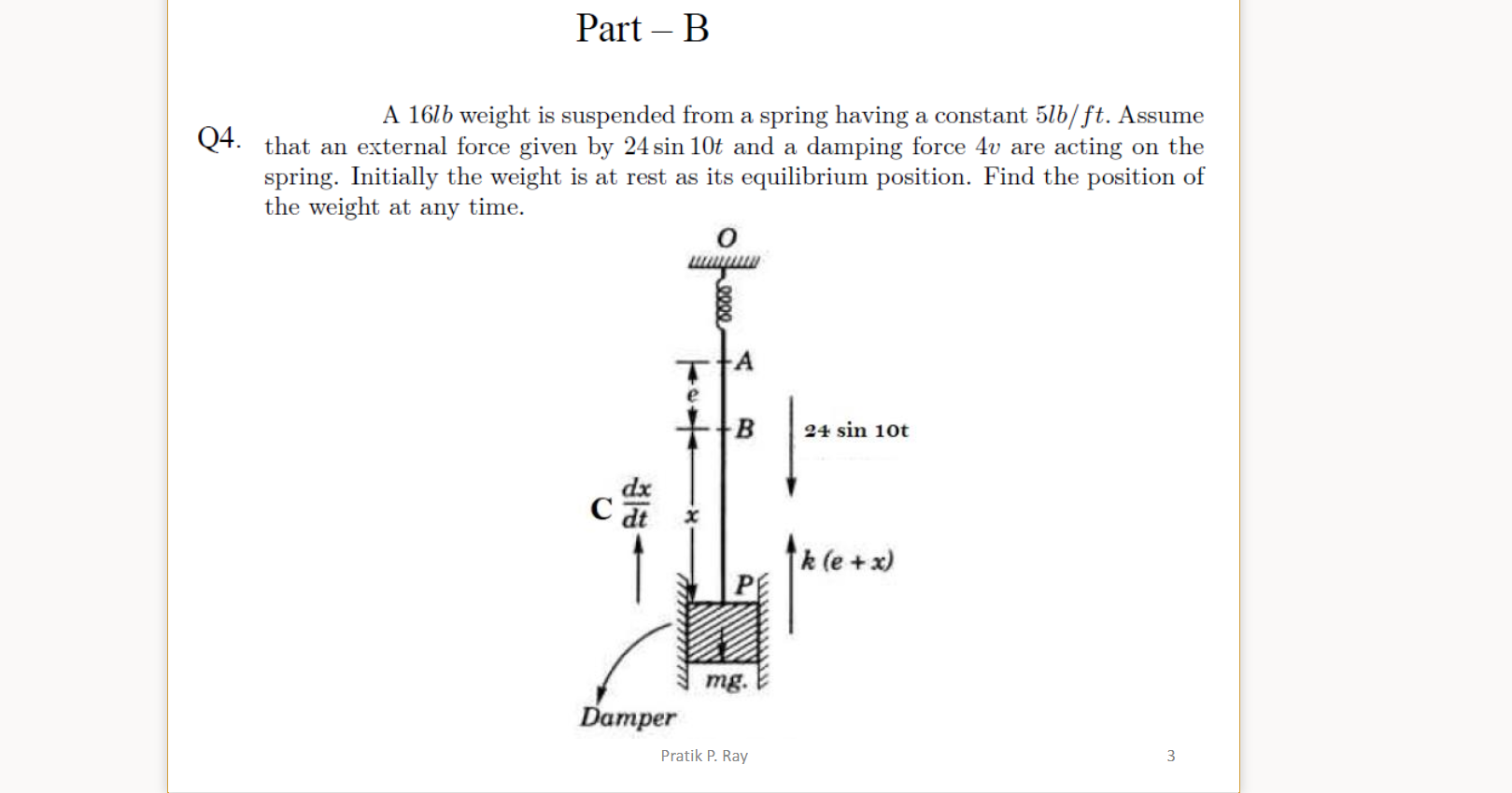Solved Part - B A 161b weight is suspended from a spring | Chegg.com