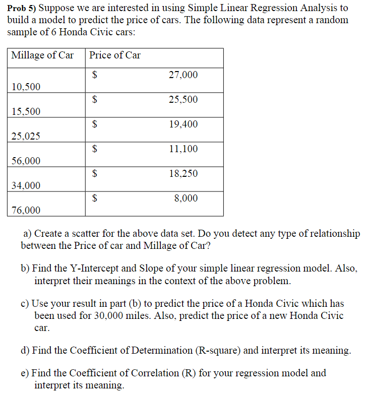 Prob 5) Suppose we are interested in using Simple | Chegg.com