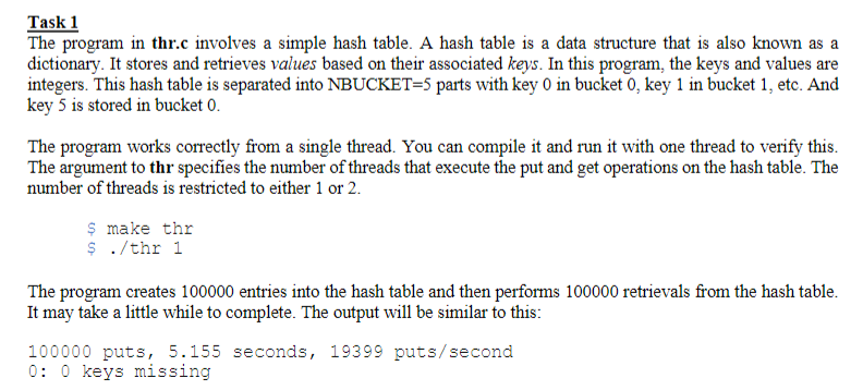 Solved The program in thr.c involves a simple hash table. A | Chegg.com