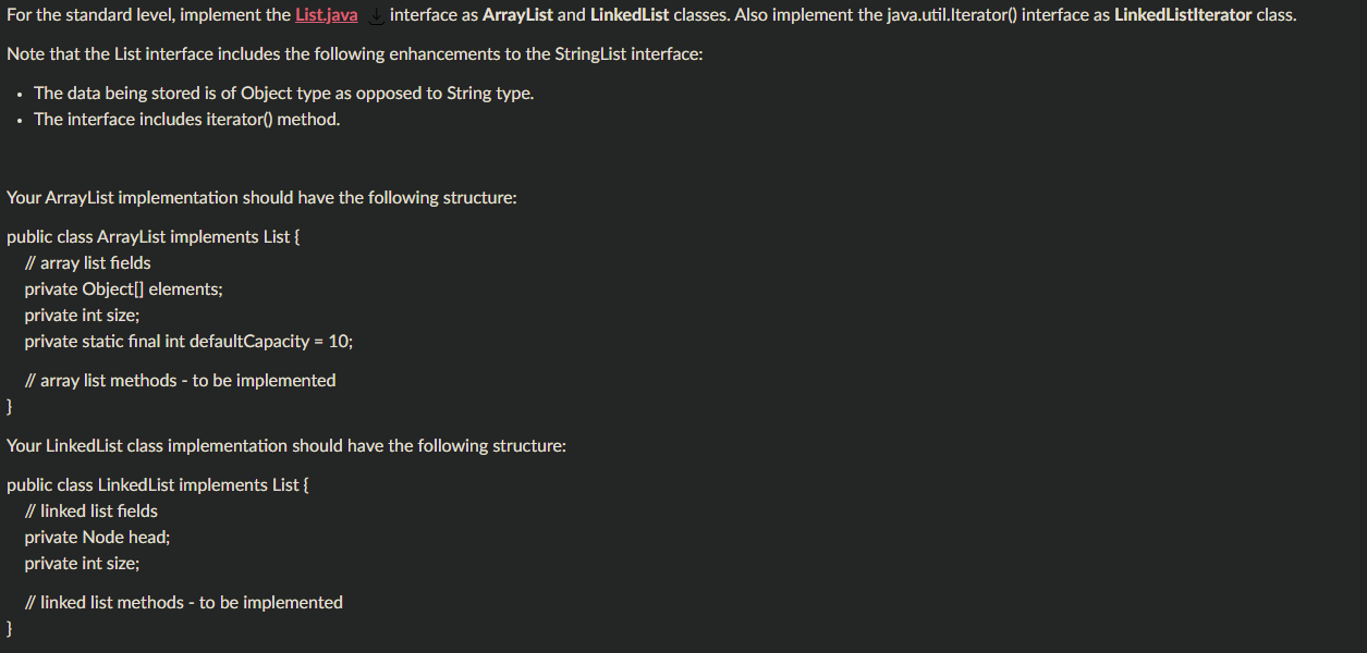 Solved As Stringarraylist And Stringlinkedlist Classes 