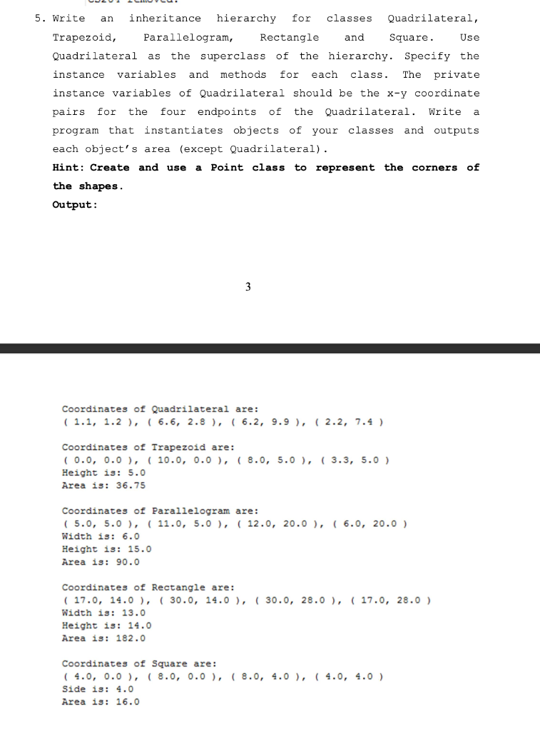 Solved 5. Write an inheritance hierarchy for classes | Chegg.com