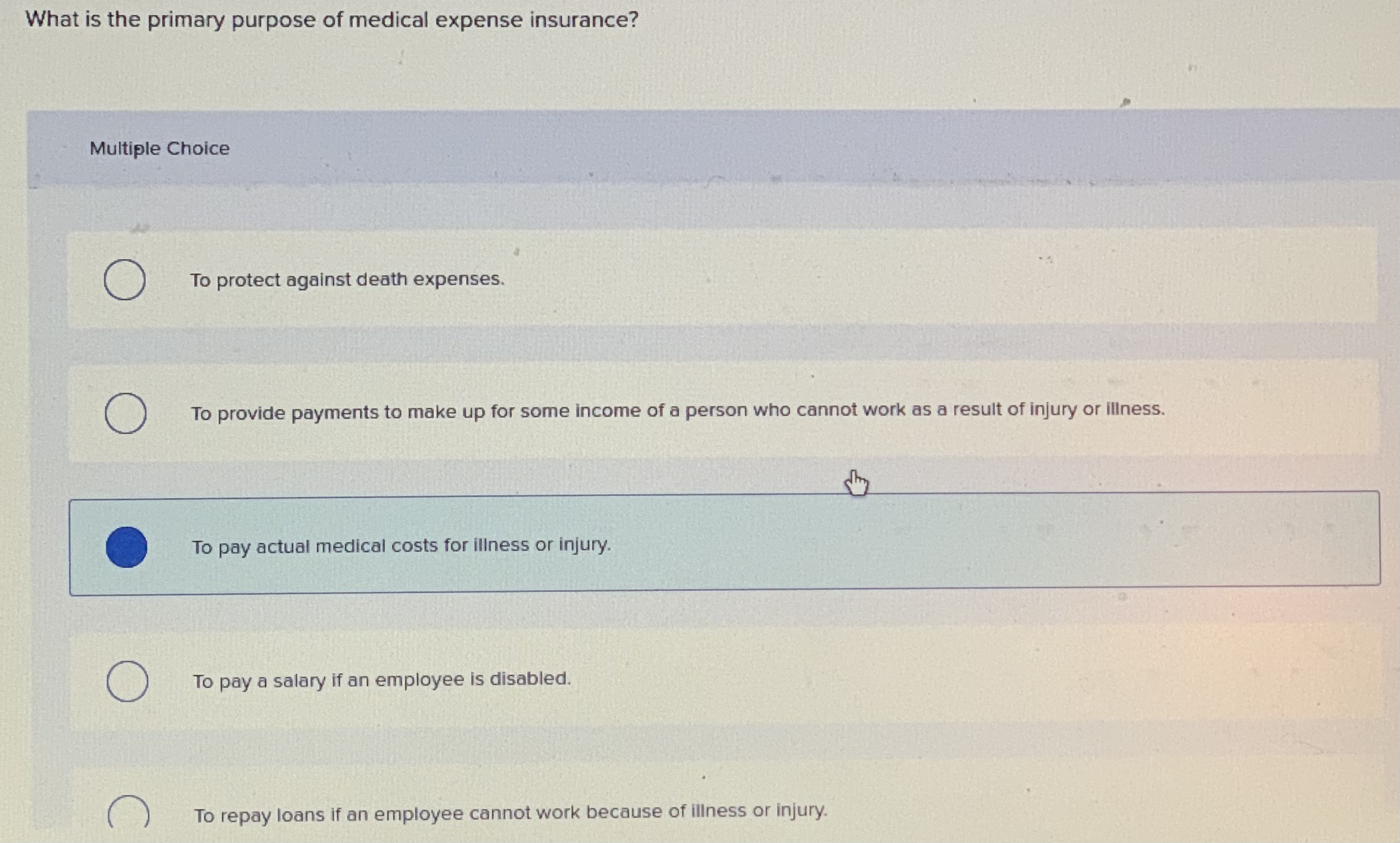 Solved What is the primary purpose of medical expense | Chegg.com