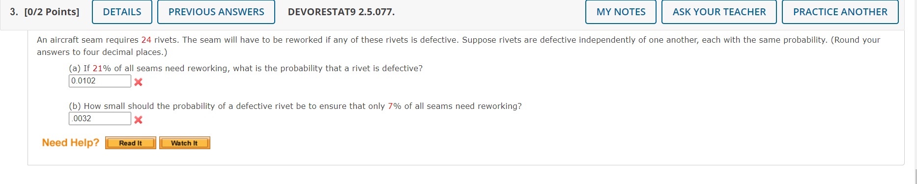 Solved 3. [0/2 Points] DETAILS PREVIOUS ANSWERS DEVORESTAT9 | Chegg.com
