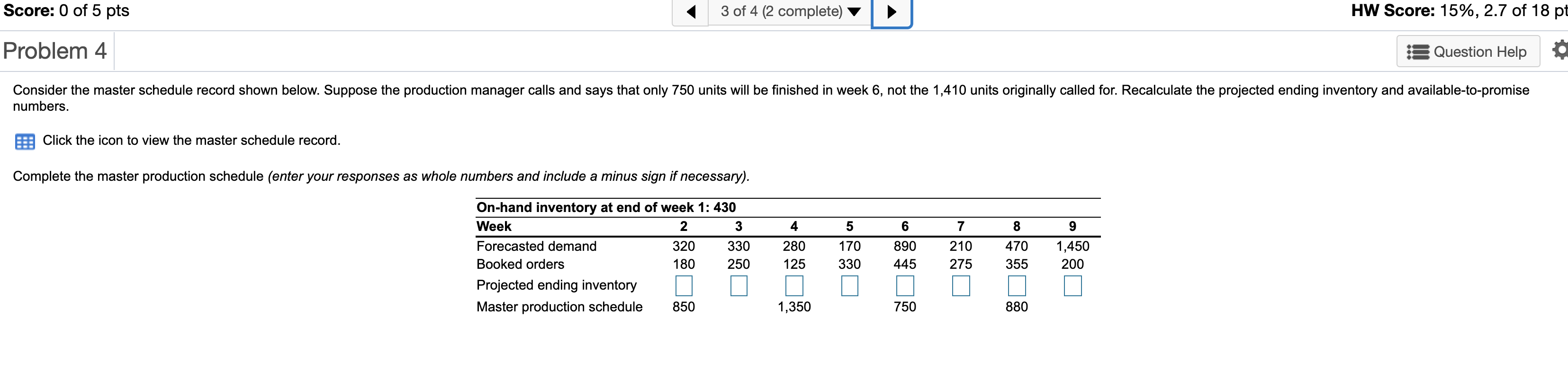 Solved Score: 0 of 5 pts 3 of 4 (2 complete) HW Score: 15%, | Chegg.com