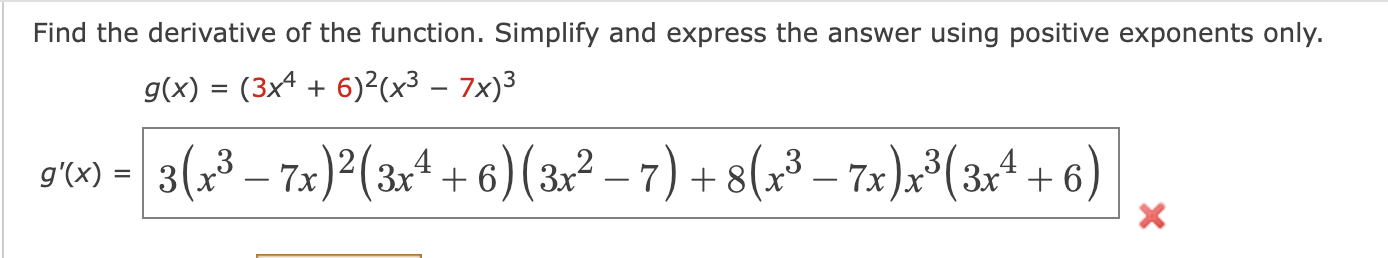 Solved Find the derivative of the function. Simplify and | Chegg.com
