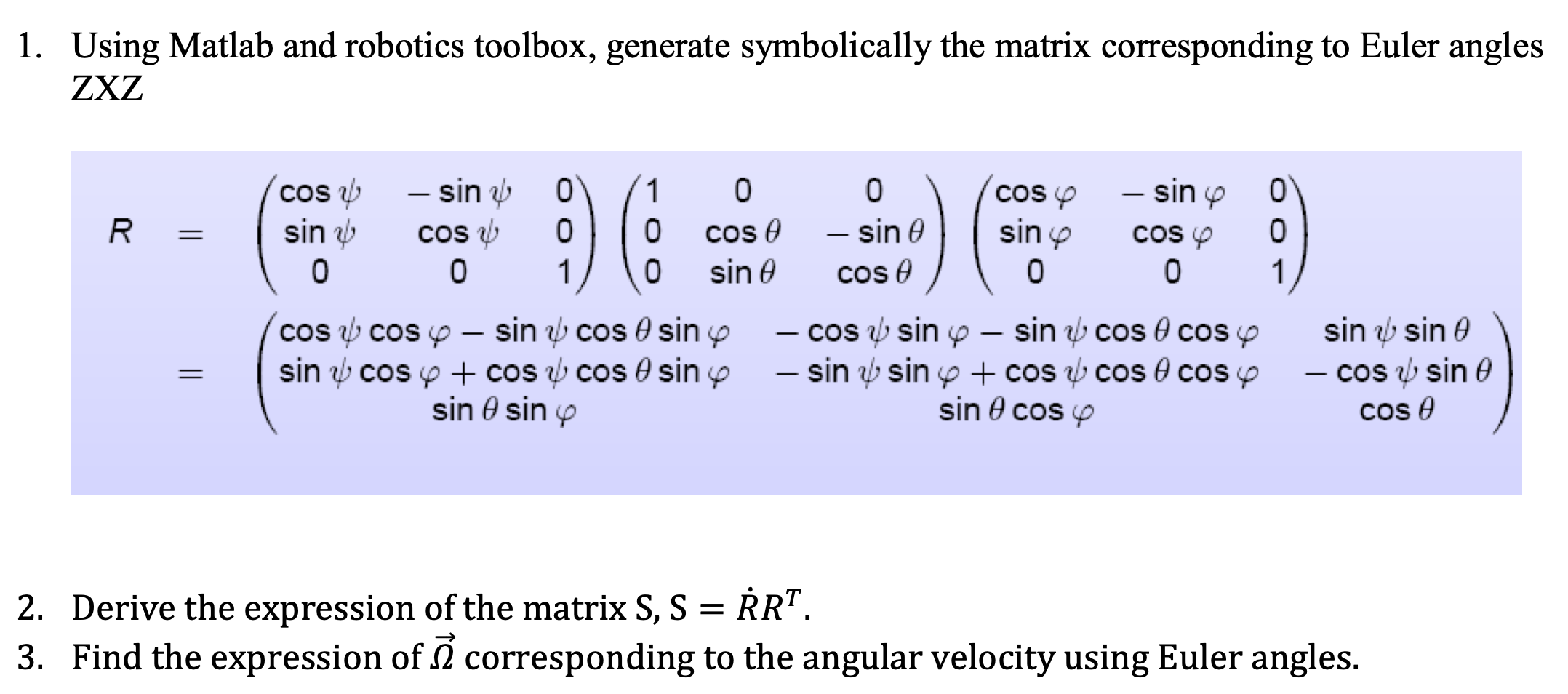 Solved 1. Using Matlab and robotics toolbox, generate | Chegg.com