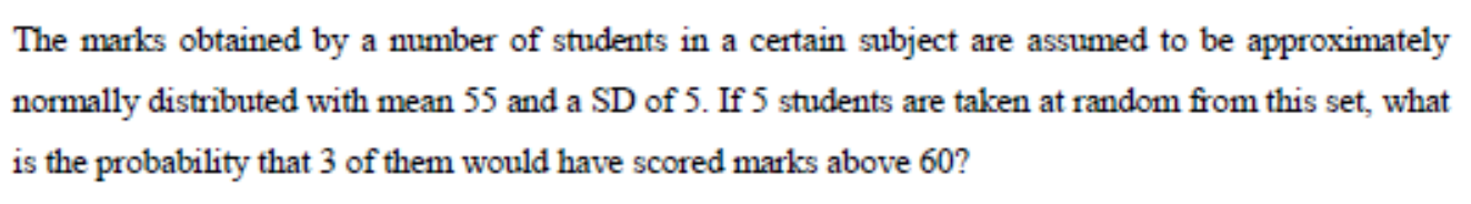 Solved The marks obtained by a number of students in a | Chegg.com