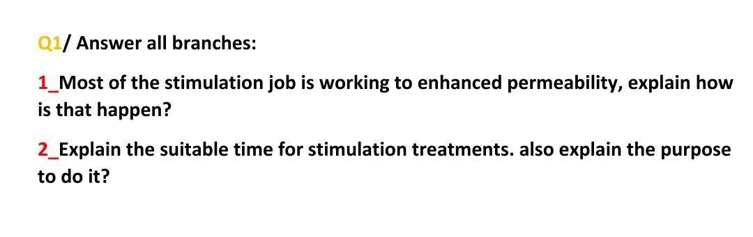 Solved 01/ Answer all branches: 1_Most of the stimulation | Chegg.com