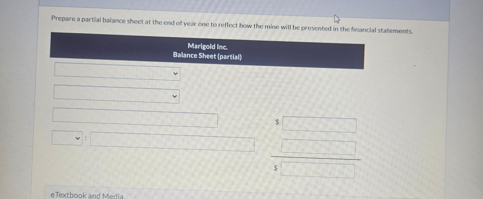 Solved Prepare a partial balance sheet at the end of year | Chegg.com