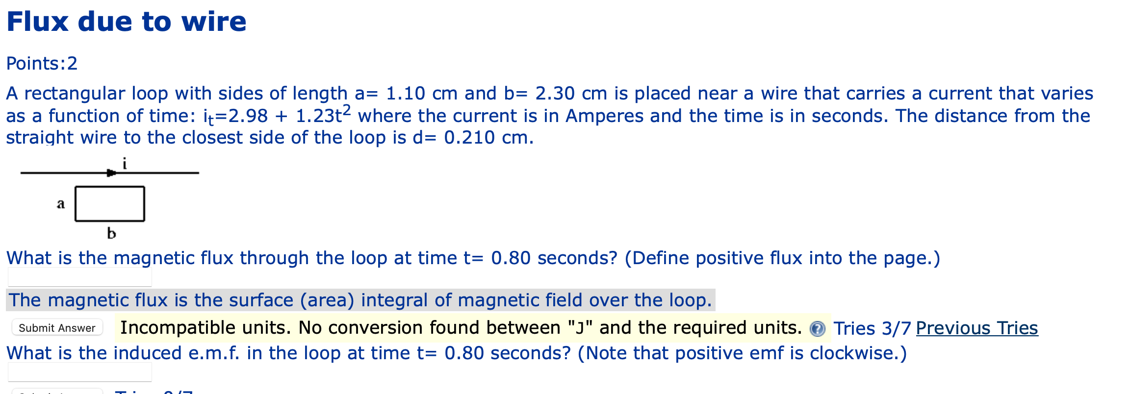 Solved Flux due to wire Points:2 A rectangular loop with | Chegg.com