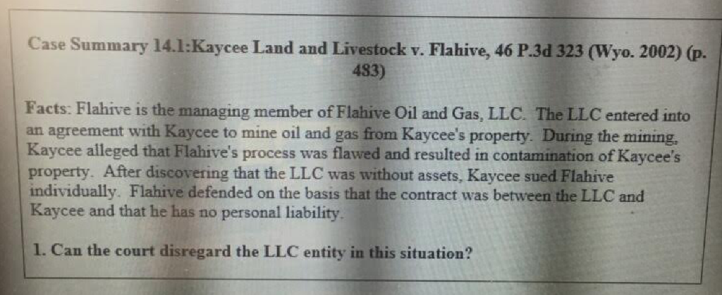 Solved Case Summary 14.1:Kaycee Land and Livestock v. | Chegg.com