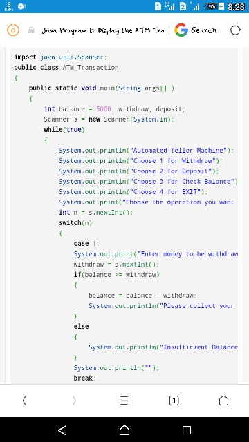 Solved Java ProYam to Display the ATM Tva import | Chegg.com