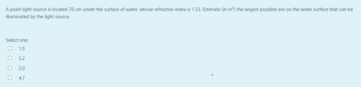 A point light source is located 70 cm under the | Chegg.com