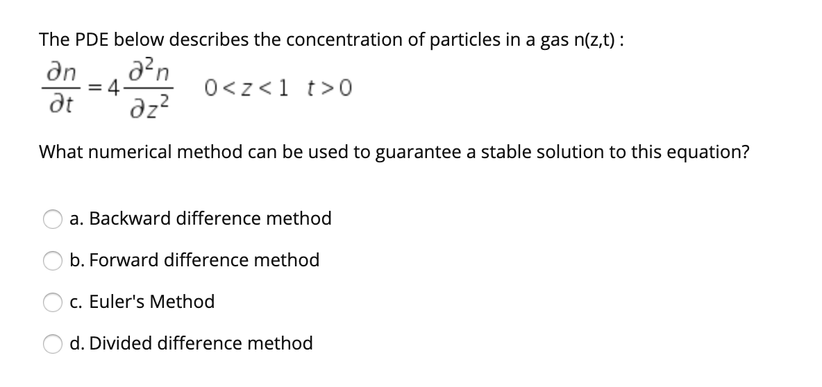 The PDE below describes the concentration of | Chegg.com