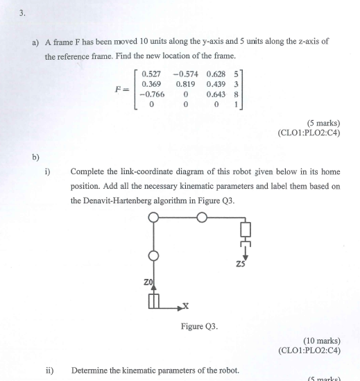 Solved a) A frame F has been moved 10 units along the y-axis | Chegg.com