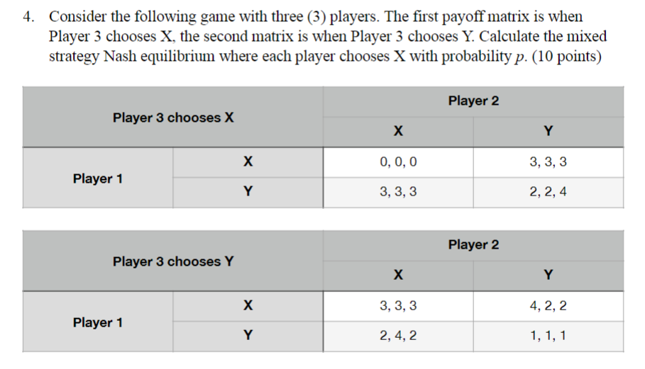 Solved Consider the following game with three (3) players. | Chegg.com
