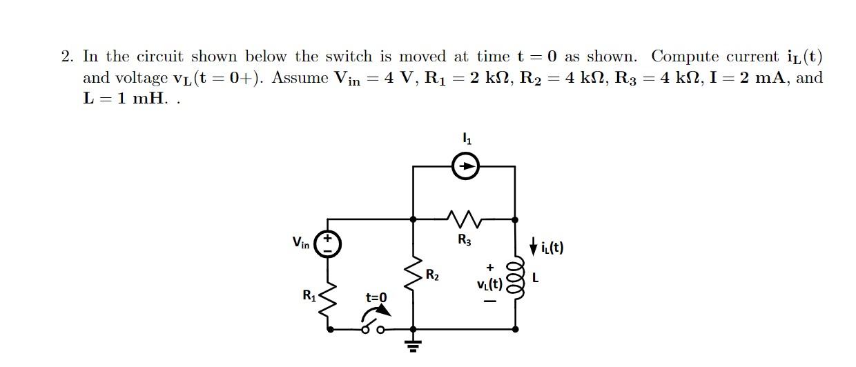 [Solved]: 2. In the circuit shown below the switch is move