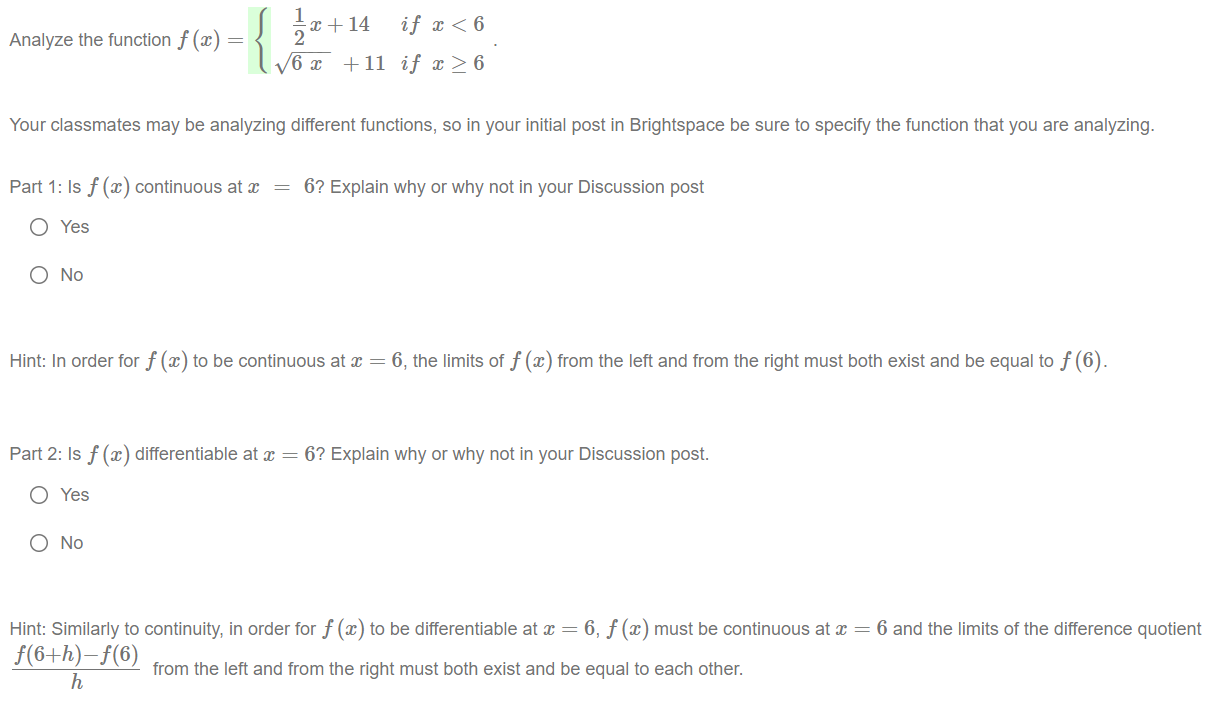 Solved Analyze the function f (x) = 2x +14 if x