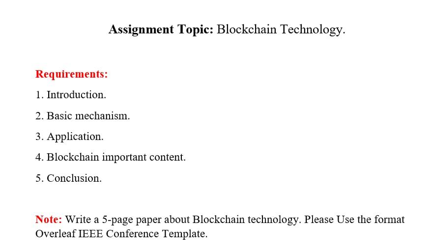 Solved Assignment Topic Blockchain Technology