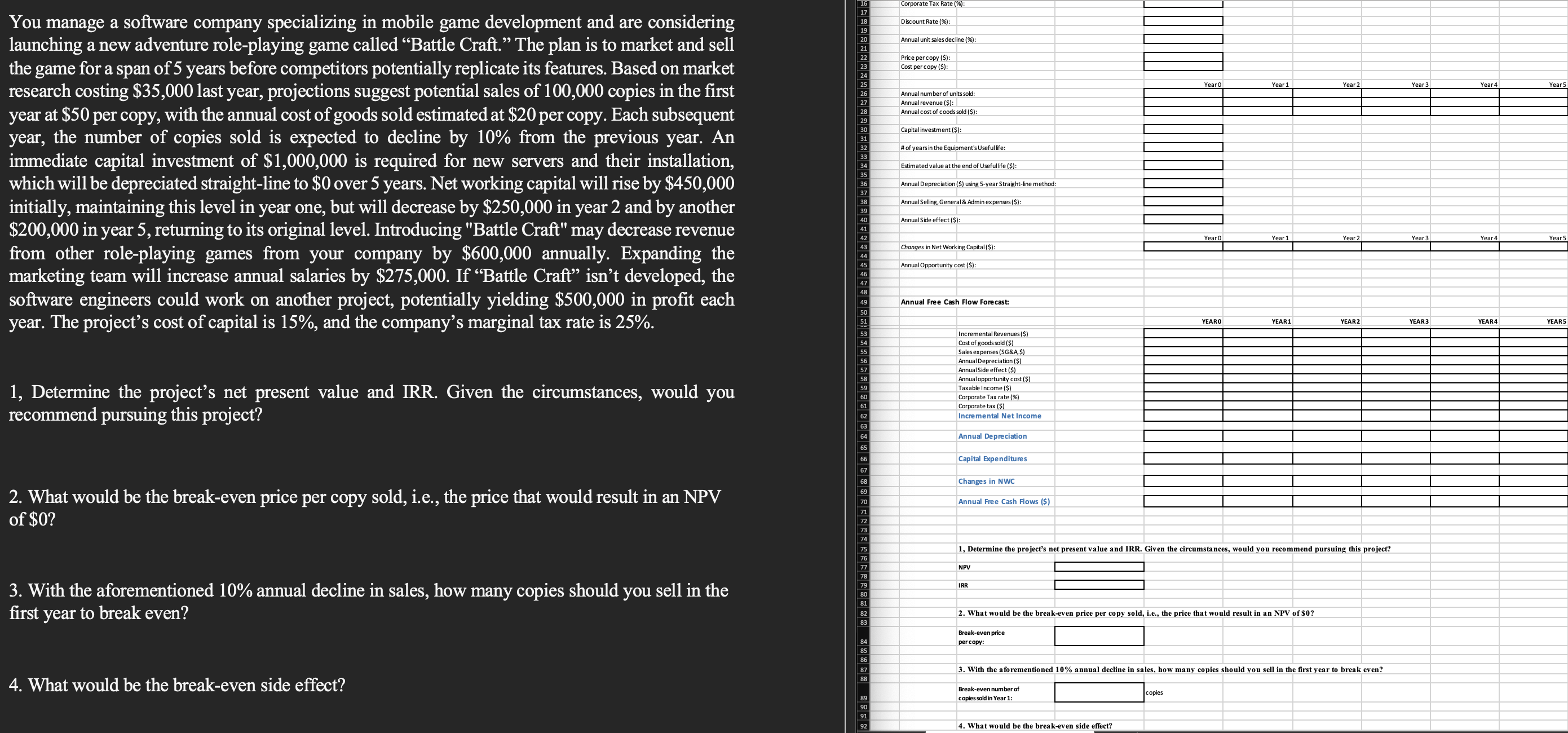 Solved Use the following formulas to generate annual free | Chegg.com