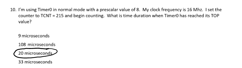Solved 10 Im Using Timero In Normal Mode With A Prescalar 