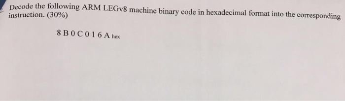 Solved Decode the following ARM LEGv8 machine binary code in | Chegg.com
