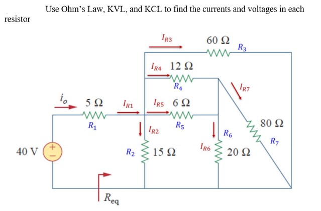 Solved Use Ohm’s Law, KVL, and KCL to find the currents and | Chegg.com