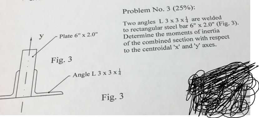 Solved Problem No. 3 (25%): Two angles L 3x3 x4 are welded | Chegg.com