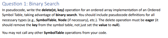 Solved Question 1 Binary Search In Pseudocode Write The
