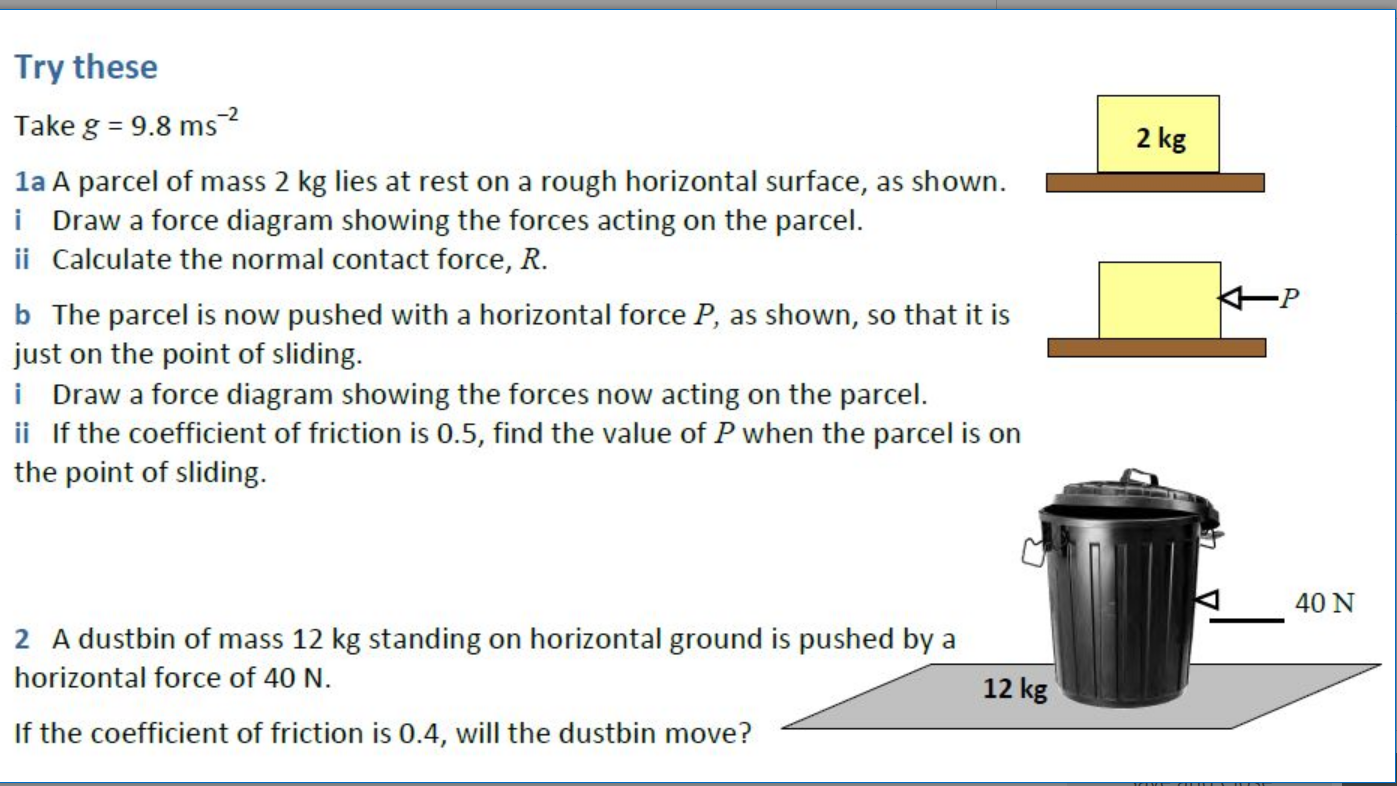 Solved 2 kg Try these Take g = 9.8 ms? 1a A parcel of mass 2 | Chegg.com