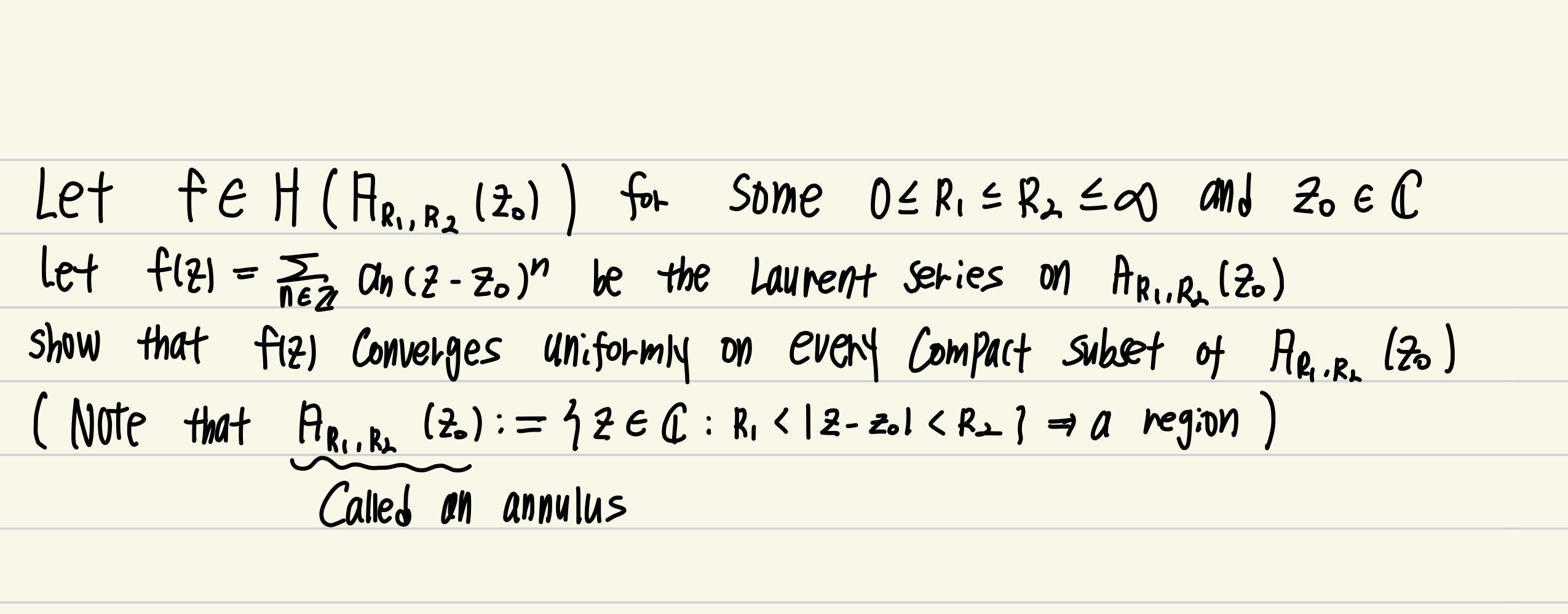 Let f∈H(RR1,R2(z0)) for some 0≤R1≤R2≤∞ and z0∈C Let | Chegg.com