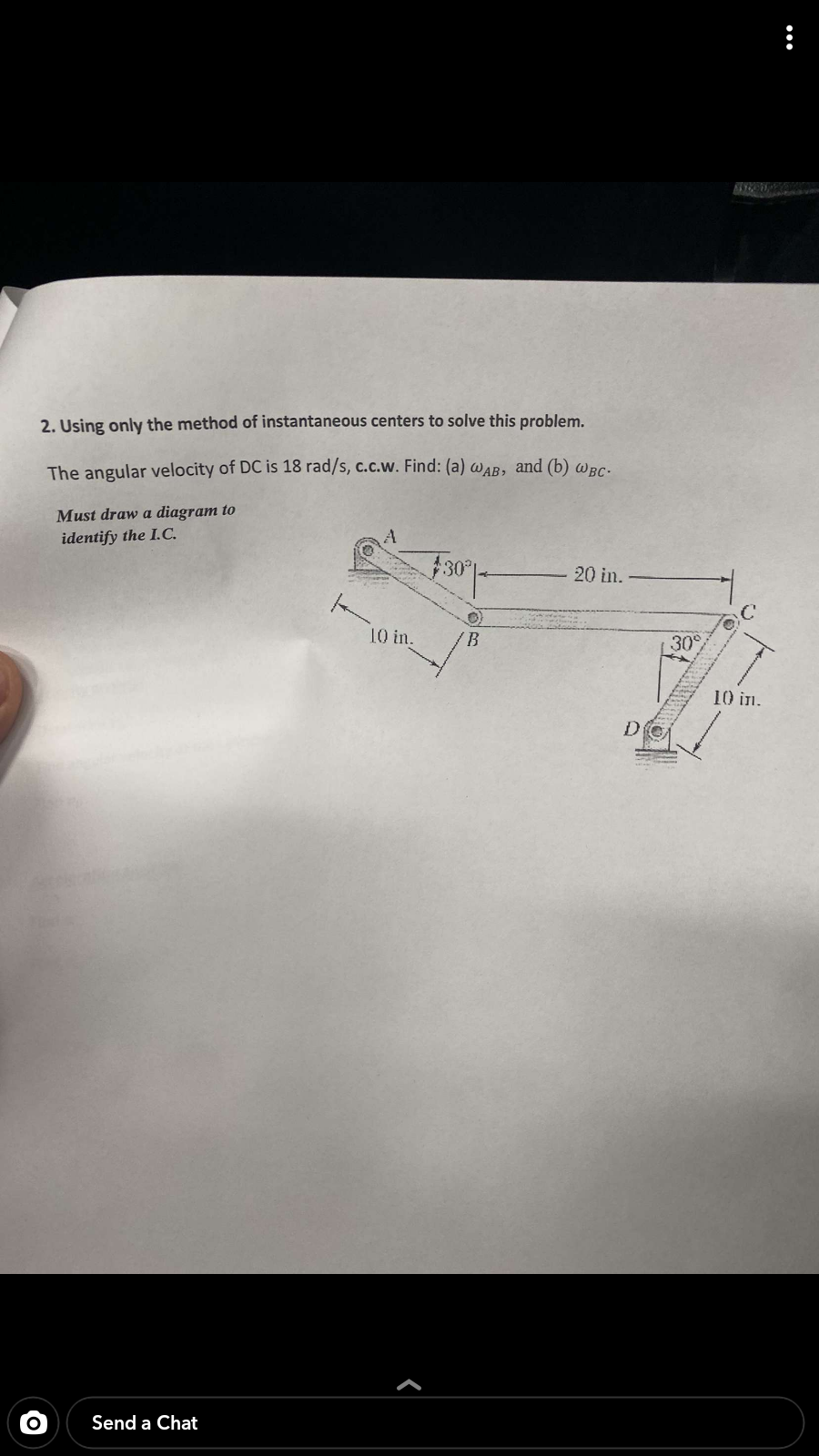 Solved 2. Using only the method of instantaneous to solve | Chegg.com