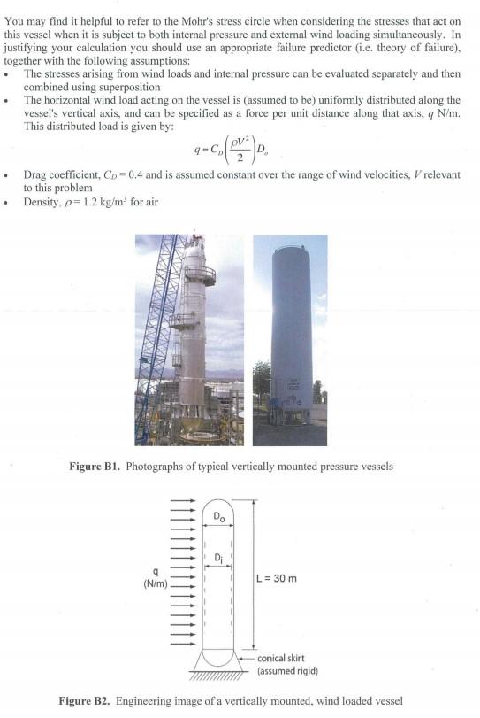 Solved B.1 Background A large vertical pressure vessel is | Chegg.com