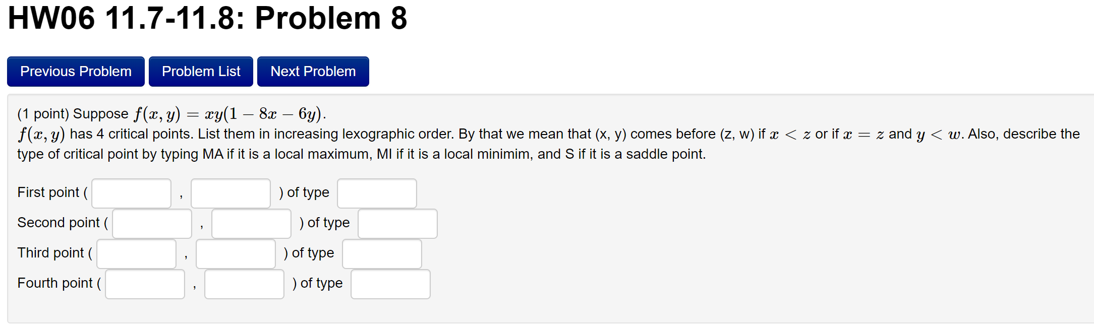 Solved HW06 11.7-11.8: Problem 8 Previous Problem Problem | Chegg.com
