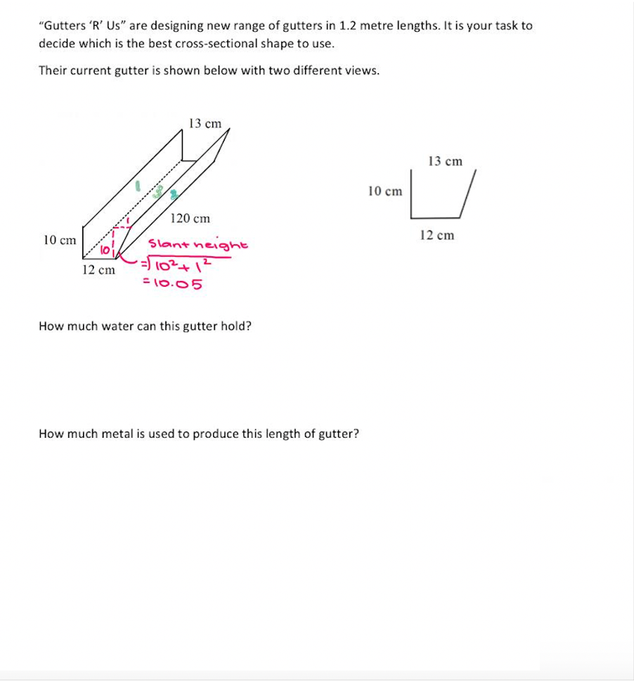 Solved "Gutters ' R ' Us" are designing new range of gutters | Chegg.com