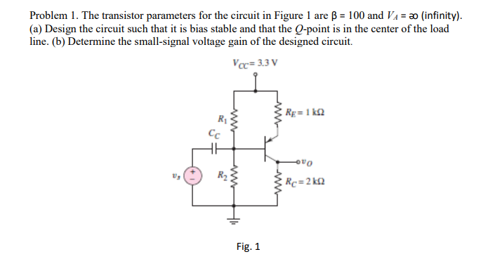 Solved Problem 1. The transistor parameters for the circuit | Chegg.com