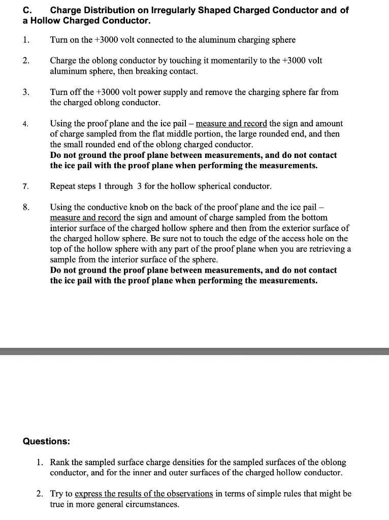 Solved C. Charge Distribution on Irregularly Shaped Charged | Chegg.com