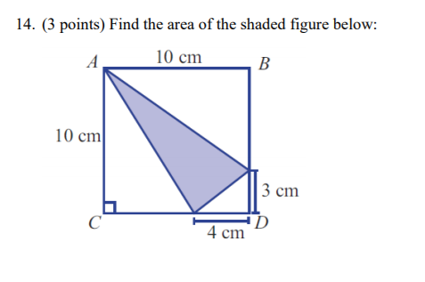 Solved 14. (3 points) Find the area of the shaded figure | Chegg.com